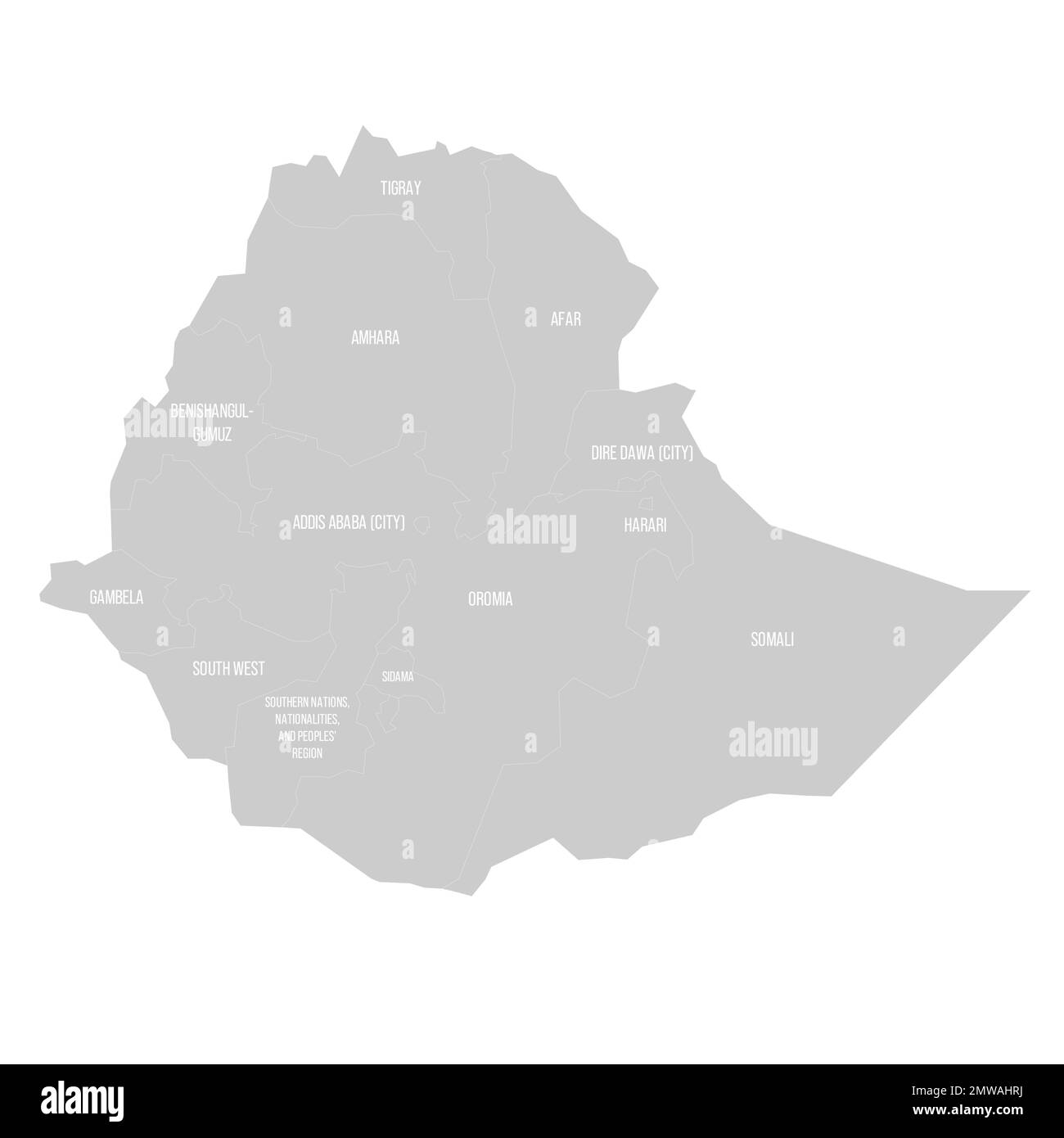 Ethiopia political map administrative Stock Vector Images - Alamy