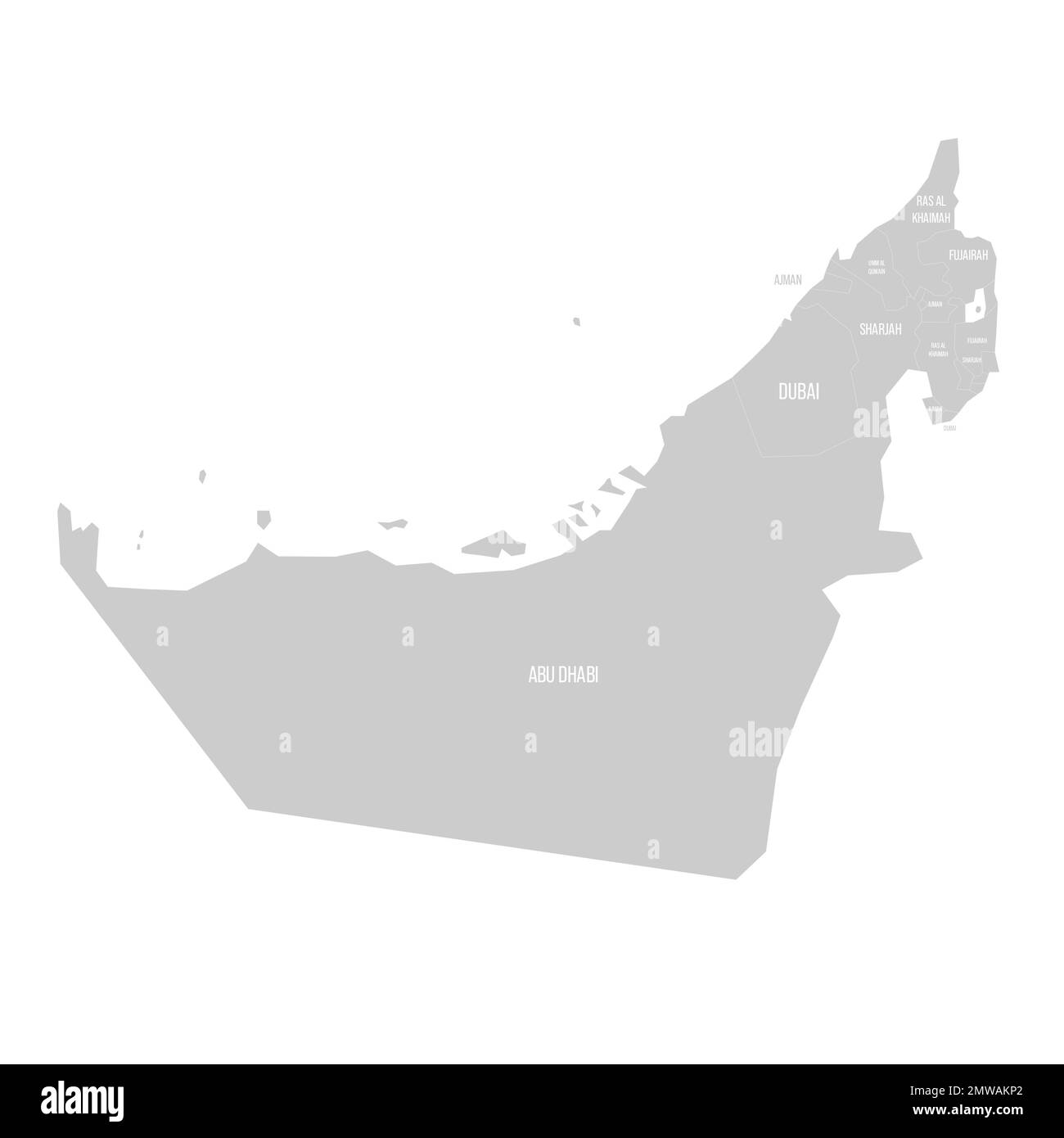 Political map united arab emirates Black and White Stock Photos ...