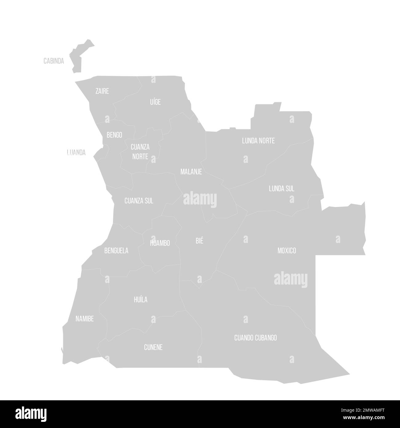 Angola political map of administrative divisions Stock Vector Image ...