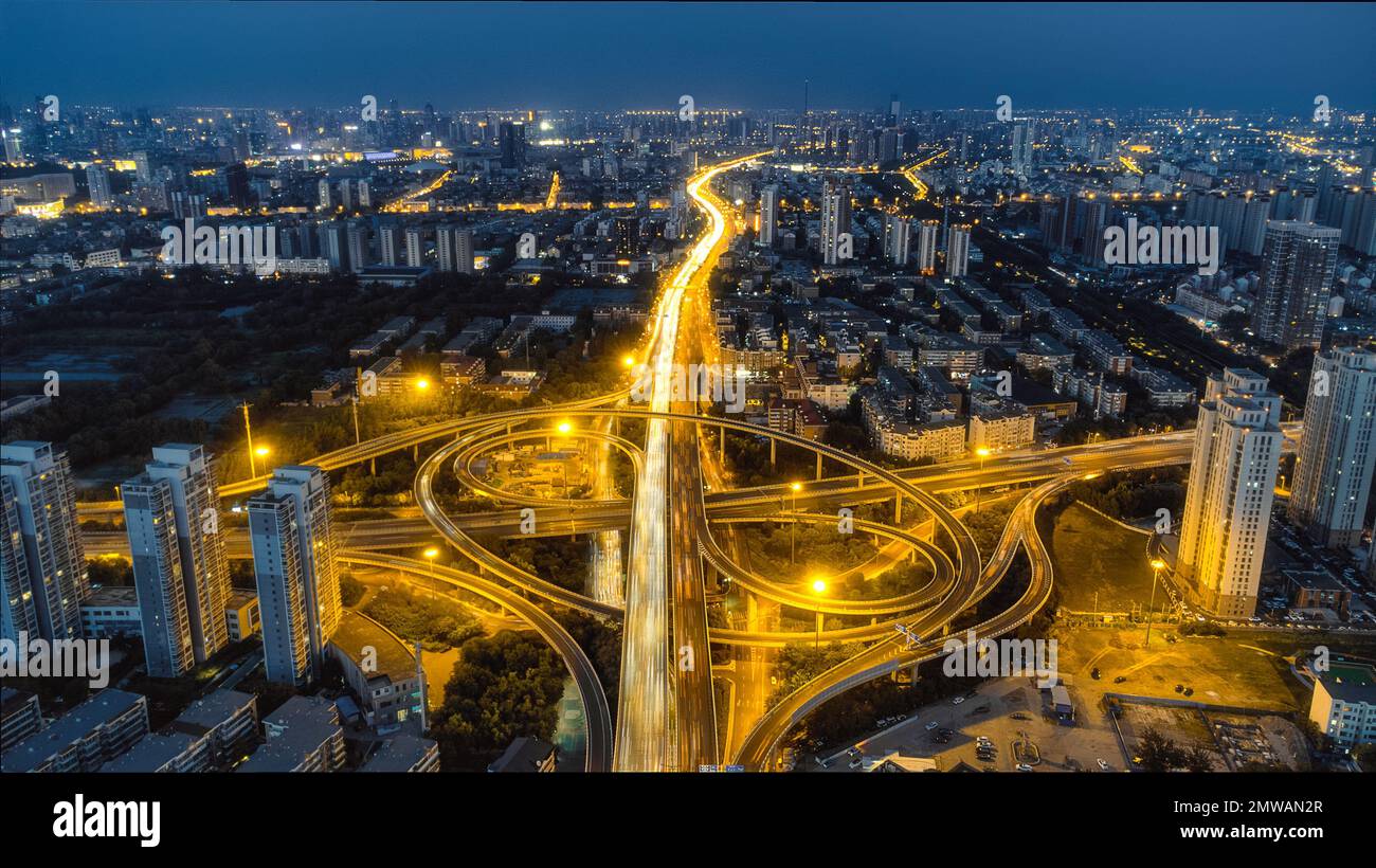 an Aerial shot of several roads intersecting Stock Photo - Alamy