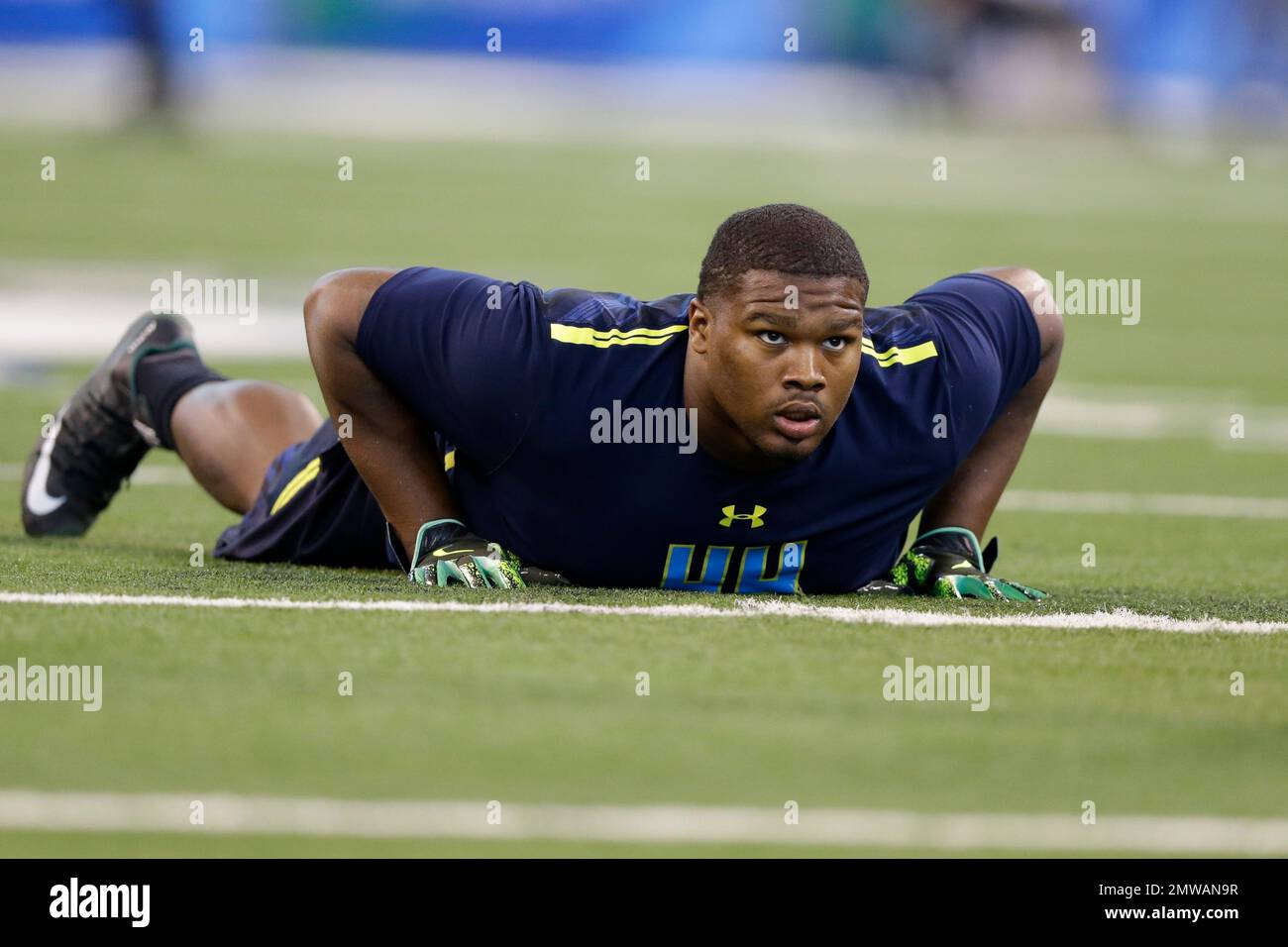 Tulane defensive lineman Tanzel Smart runs a drill at the NFL football ...