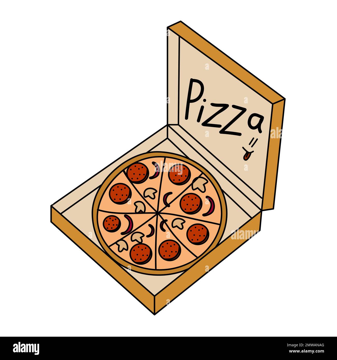 Pizza in color flat Cut Out Stock Images & Pictures - Alamy