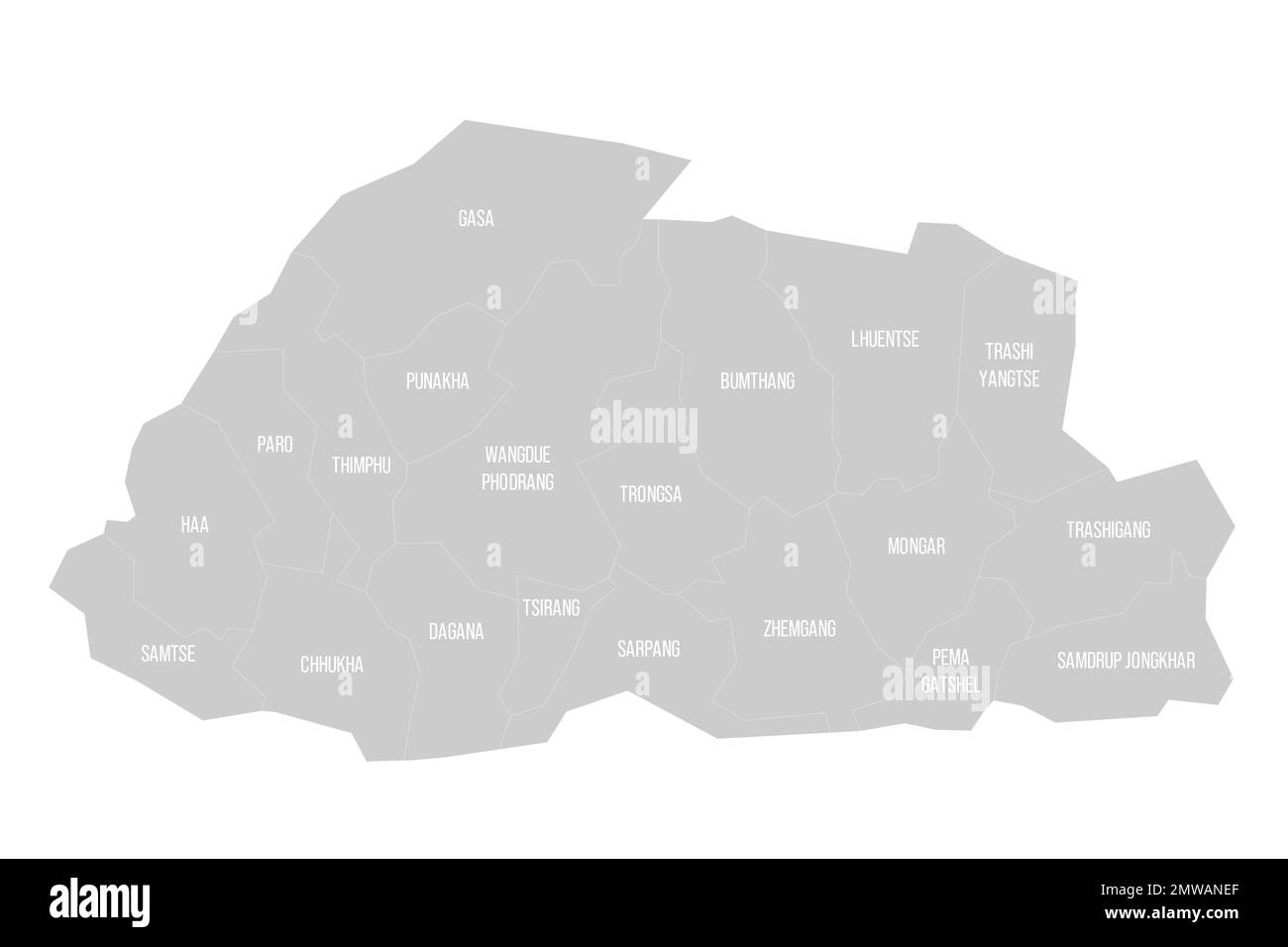 Bhutan political map of administrative divisions Stock Vector Image ...
