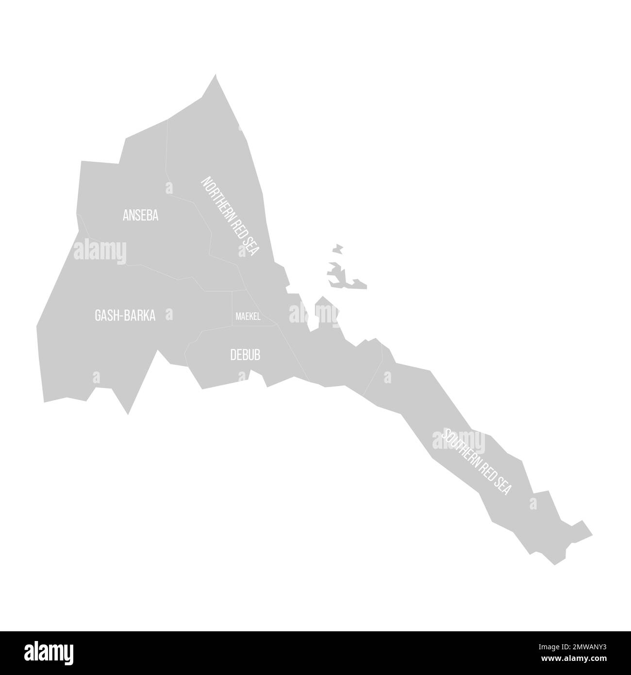 Eritrea political map of administrative divisions Stock Vector Image ...