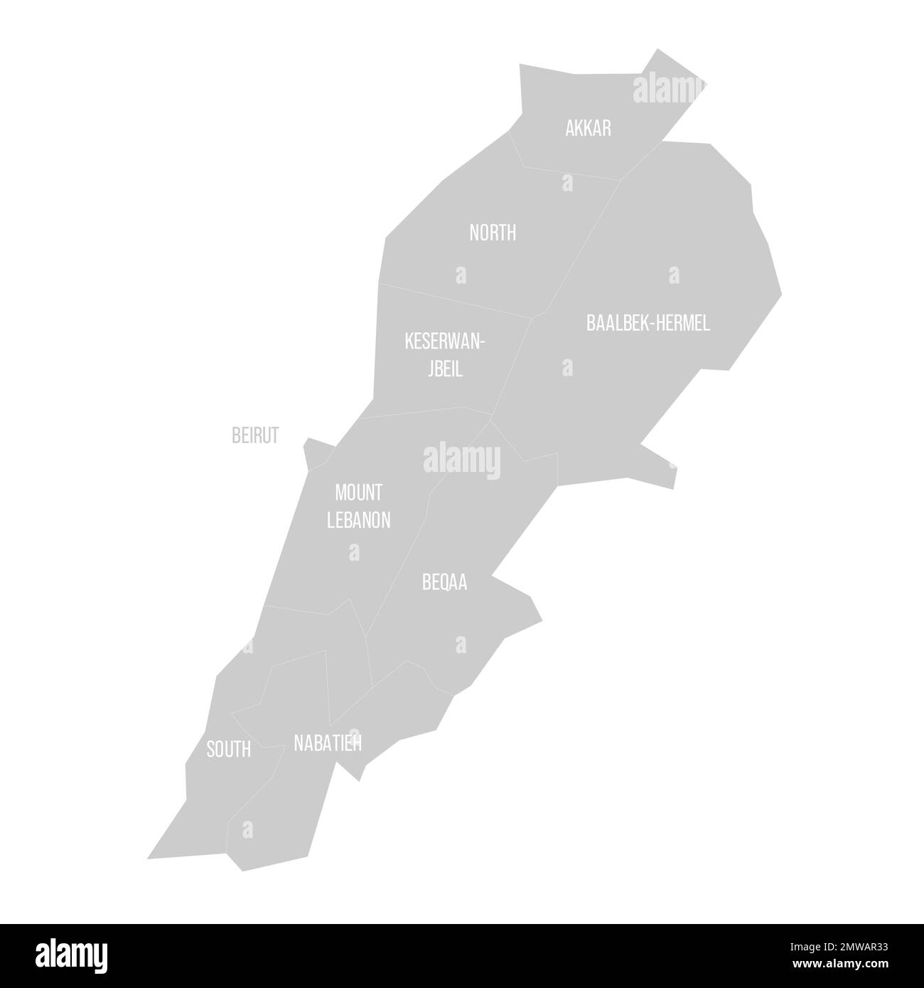 Lebanon political map of administrative divisions Stock Vector Image ...