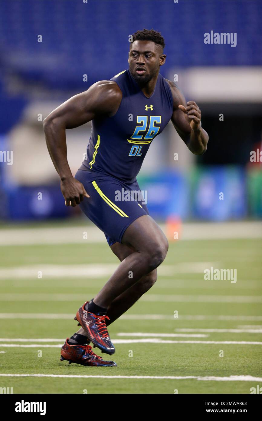 Villanova defensive end Tanoh Kpassagnon runs a drill at the NFL ...