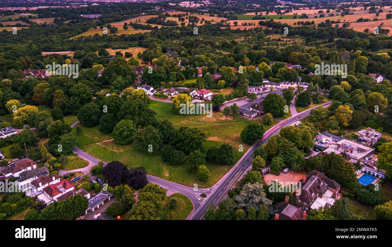 An aerial view of Totteridge Village in sunset Stock Photo - Alamy