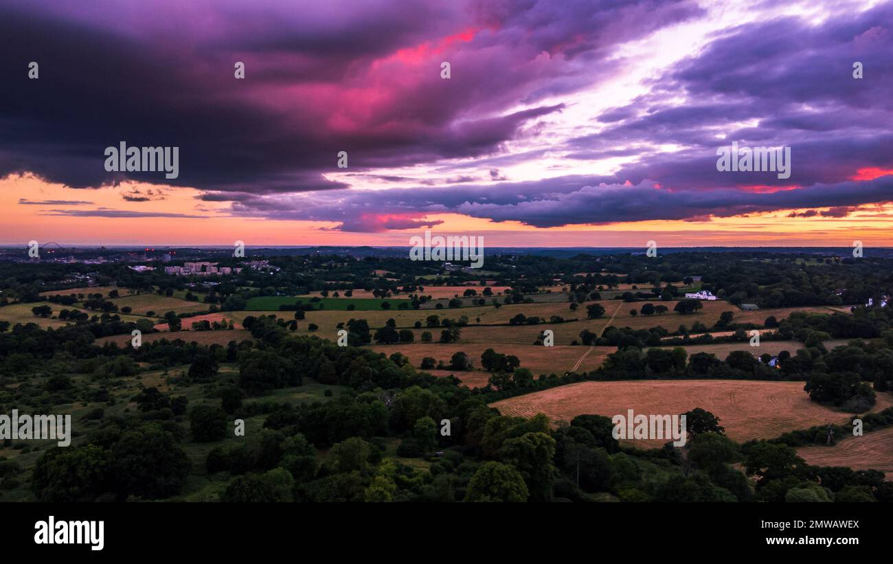 An aerial view of Totteridge Village in sunset Stock Photo - Alamy