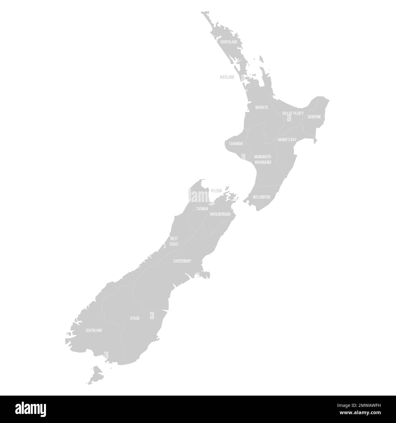 New Zealand political map of administrative divisions Stock Vector ...