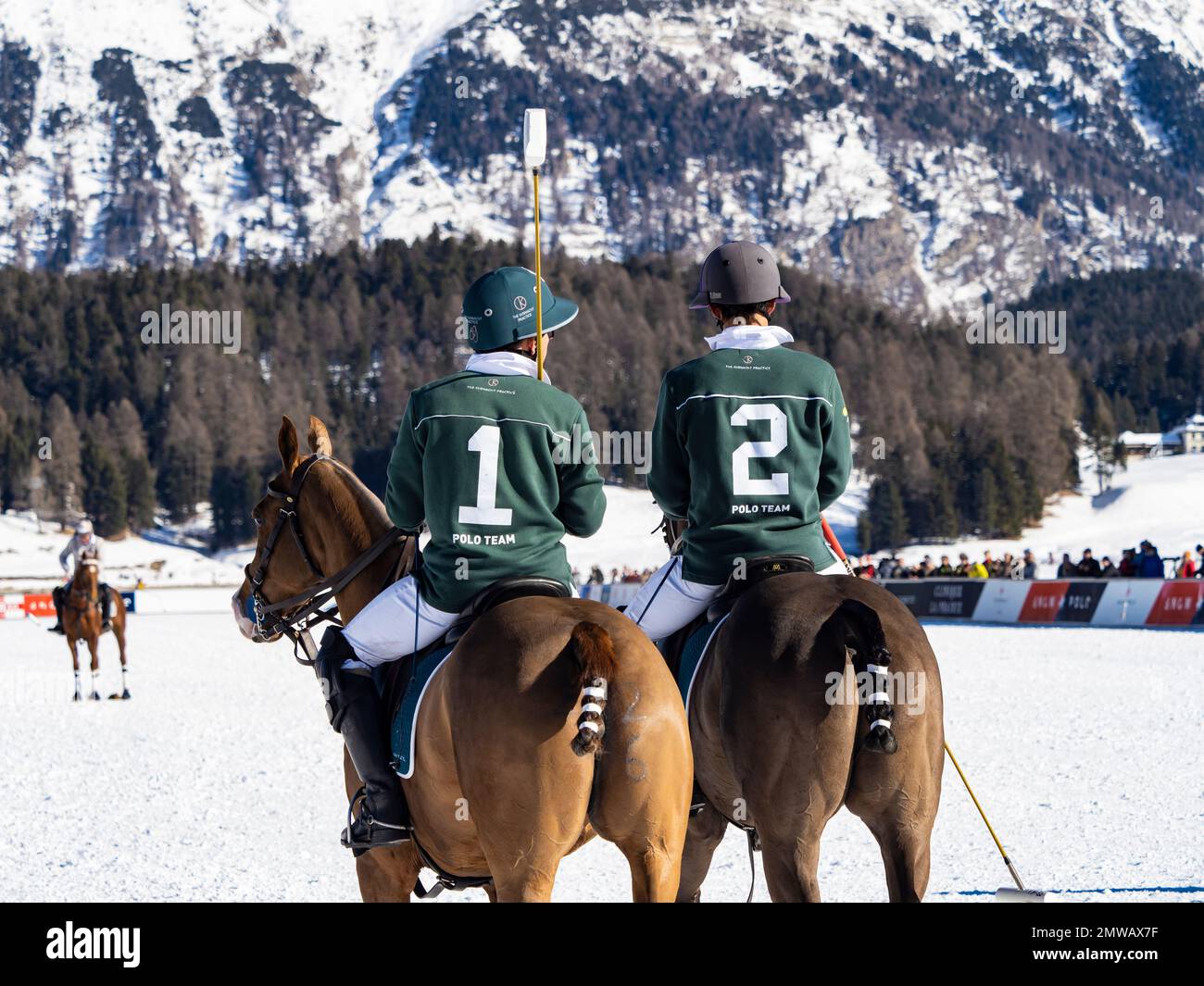 St. Moritz - January 29, 2023: Game actions at the Snow Polo World Cup ...