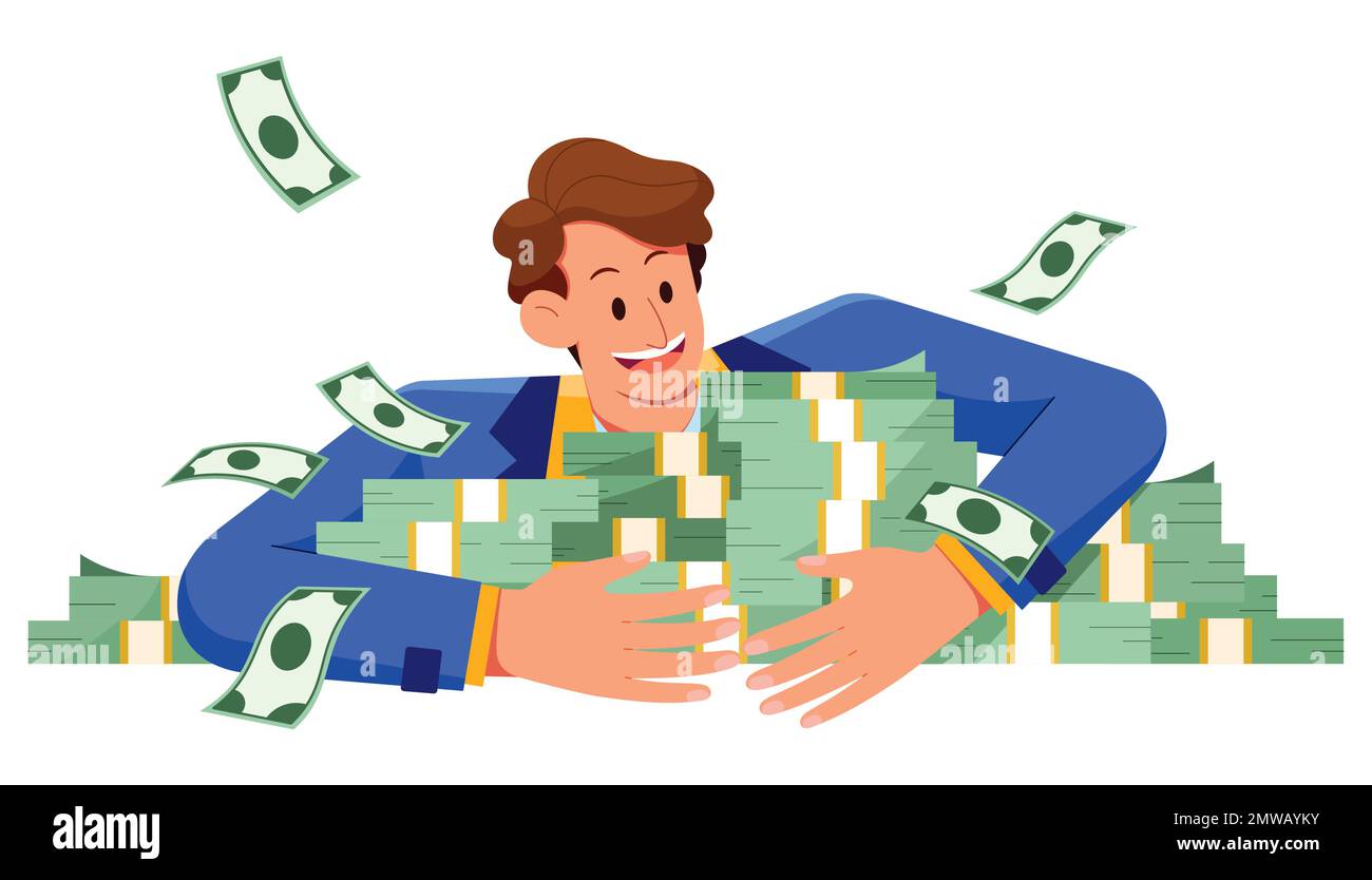 Businessman on money stack Stock Vector Images - Alamy