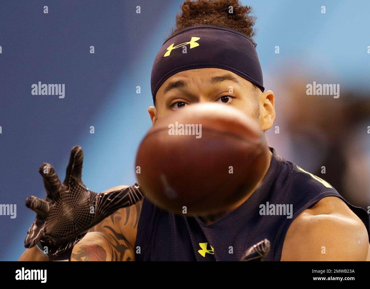 Mississippi tight end Evan Engram runs a drill at the NFL football ...