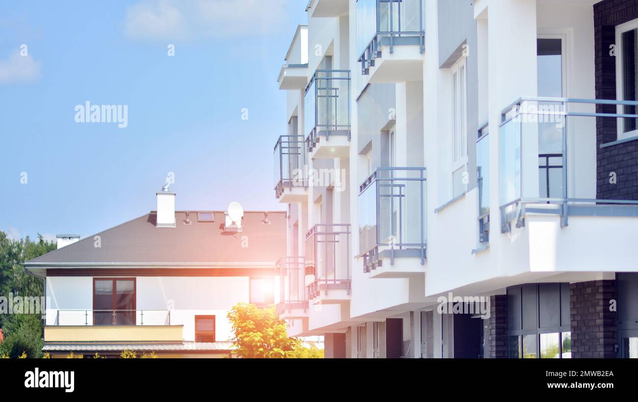 Modern and new apartment building. Multistoried modern, new and stylish ...