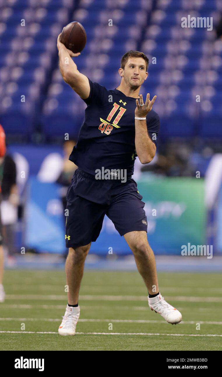 Pittsburgh quarterback Nathan Peterman runs a drill at the NFL football ...