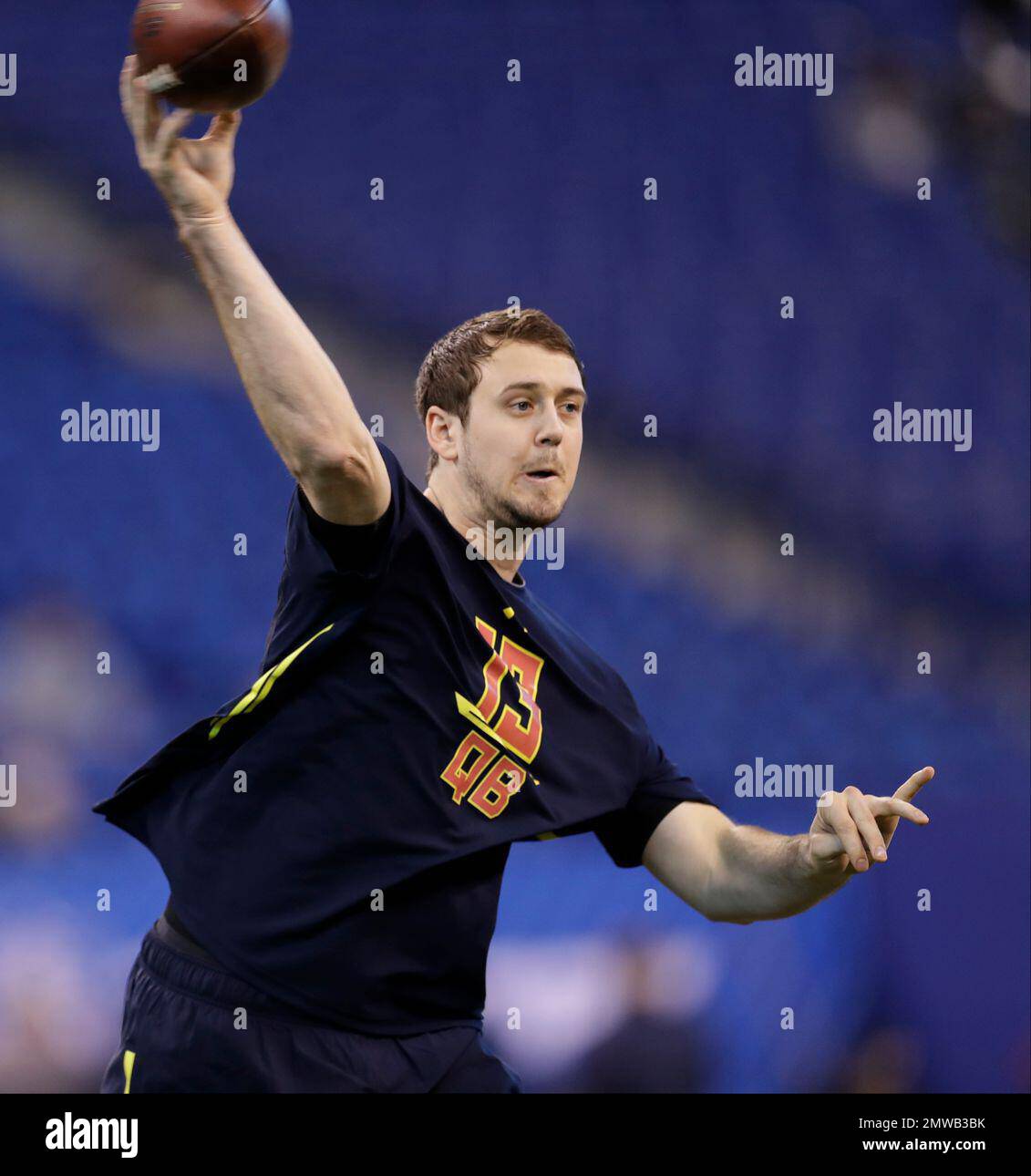 Baylor quarterback Seth Russell runs a drill at the NFL football ...