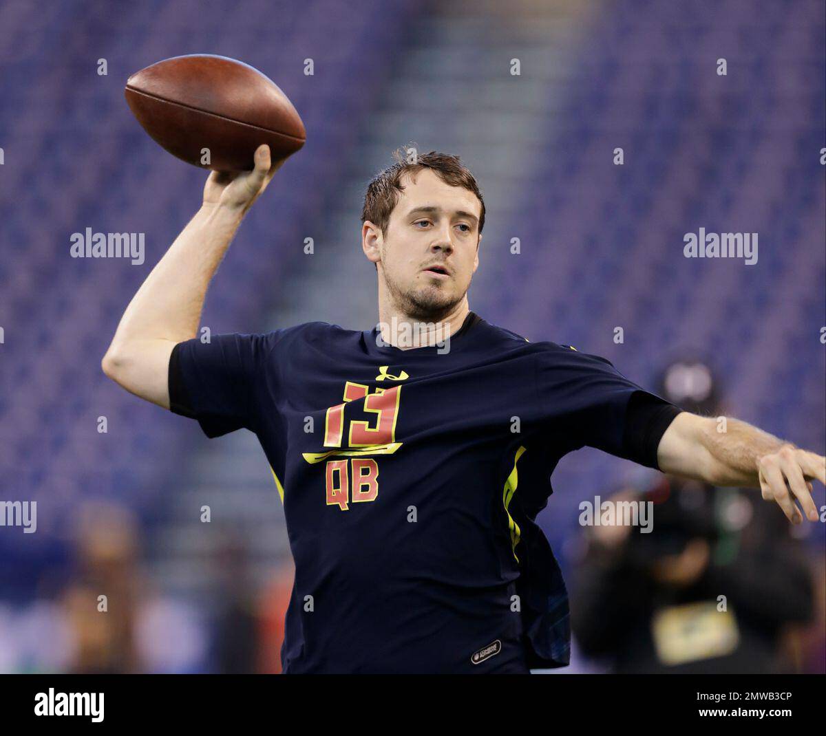 Baylor quarterback Seth Russell runs a drill at the NFL football ...