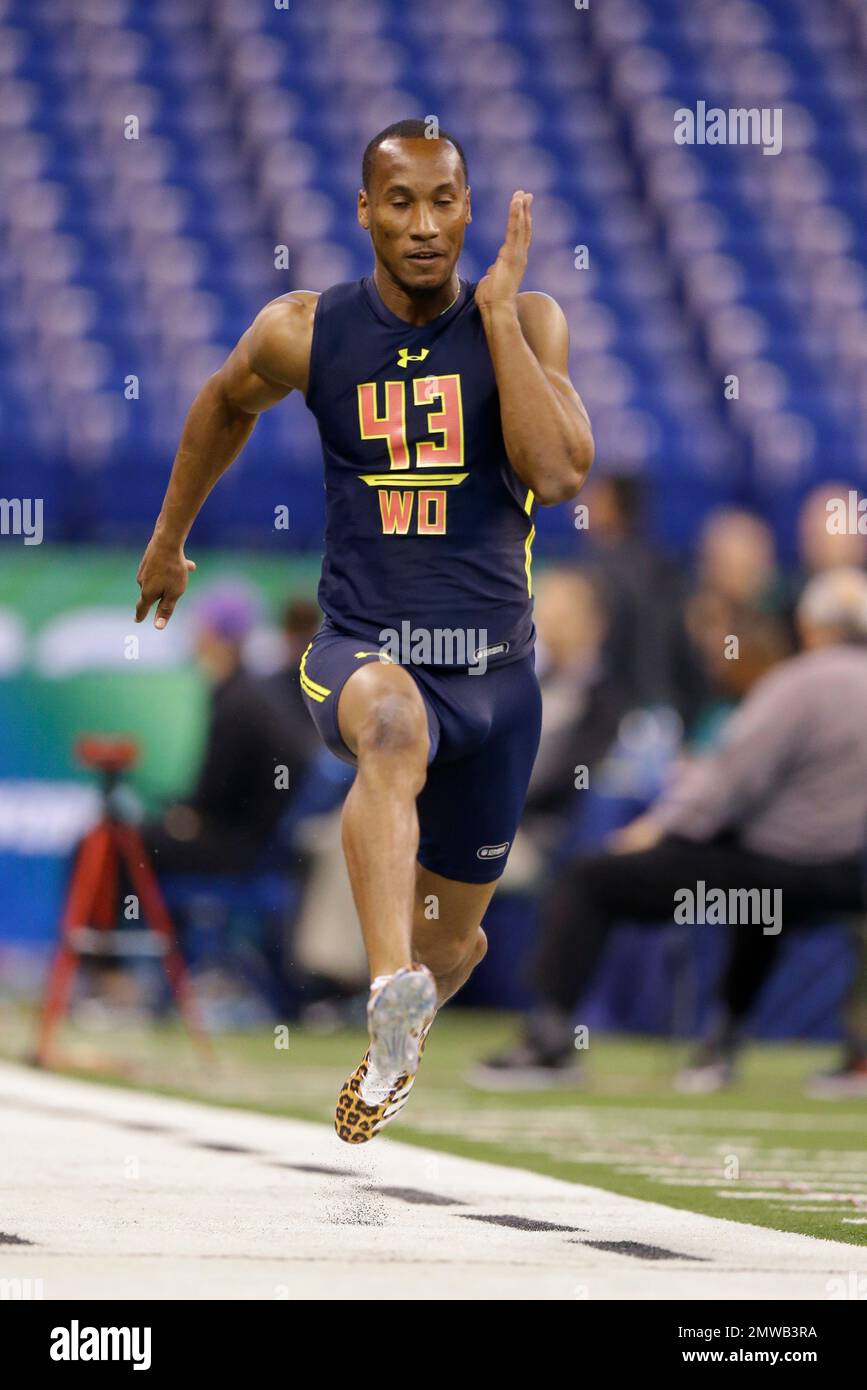 Florida State wide receiver Travis Rudolph runs the 40-yard dash at the ...