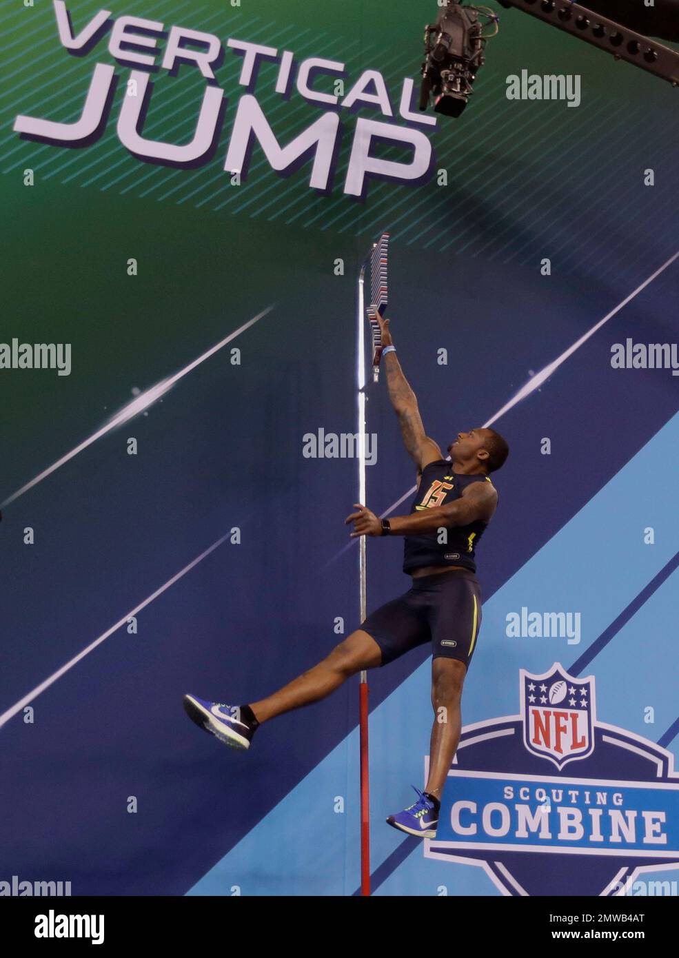 Clemson quarterback Deshaun Watson is tested in the vertical jump at ...