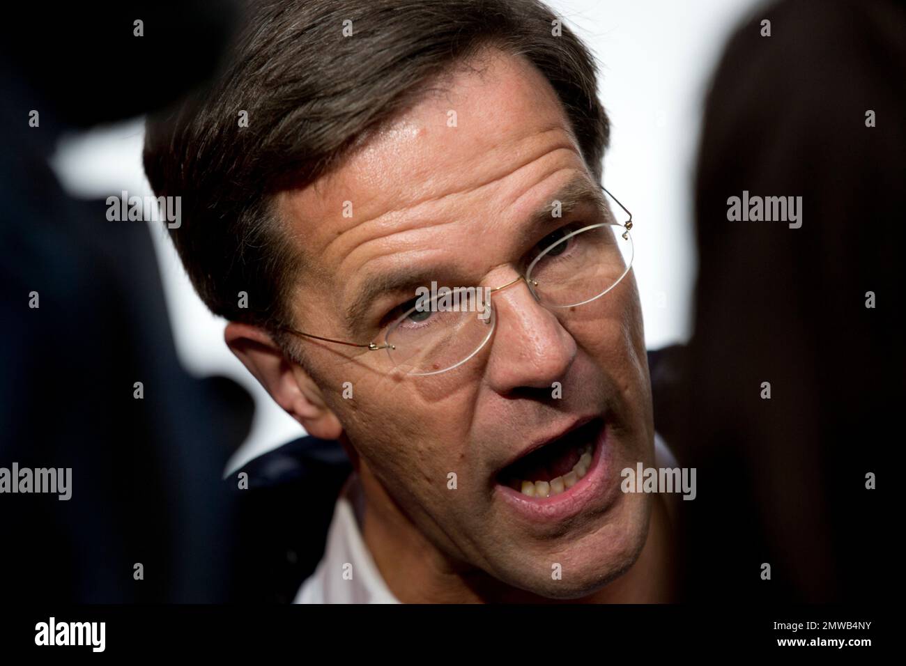 Dutch Prime Minister Mark Rutte answers questions during a TV interview ...