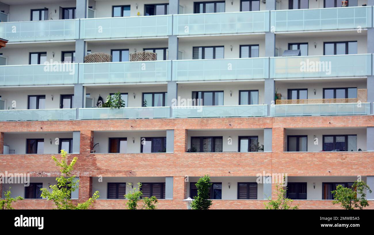 Modern and new apartment building. Multistoried modern, new and stylish ...