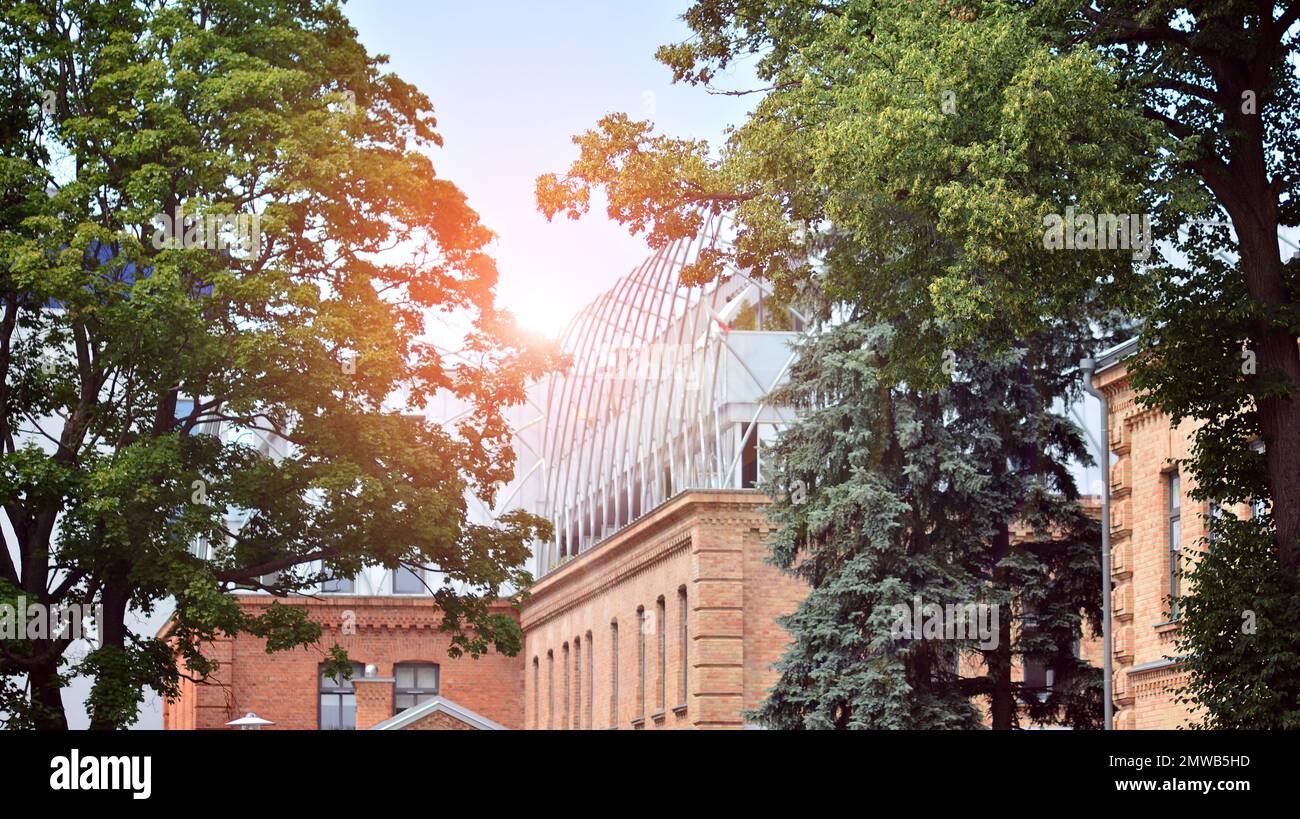 Modern residential building with new apartments in a green residential ...