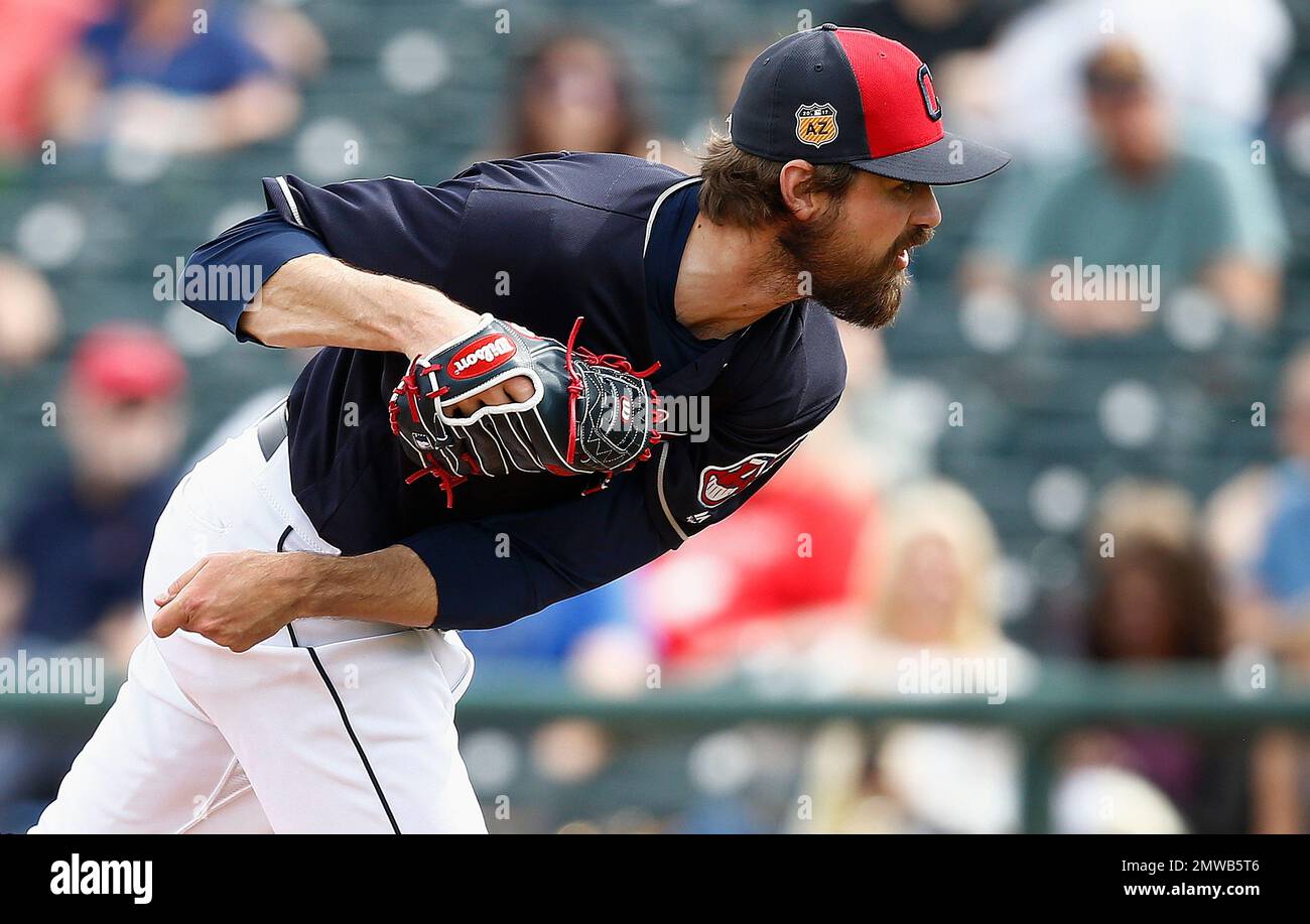 Cleveland Indians relief pitcher Andrew Miller throws a pitch against ...