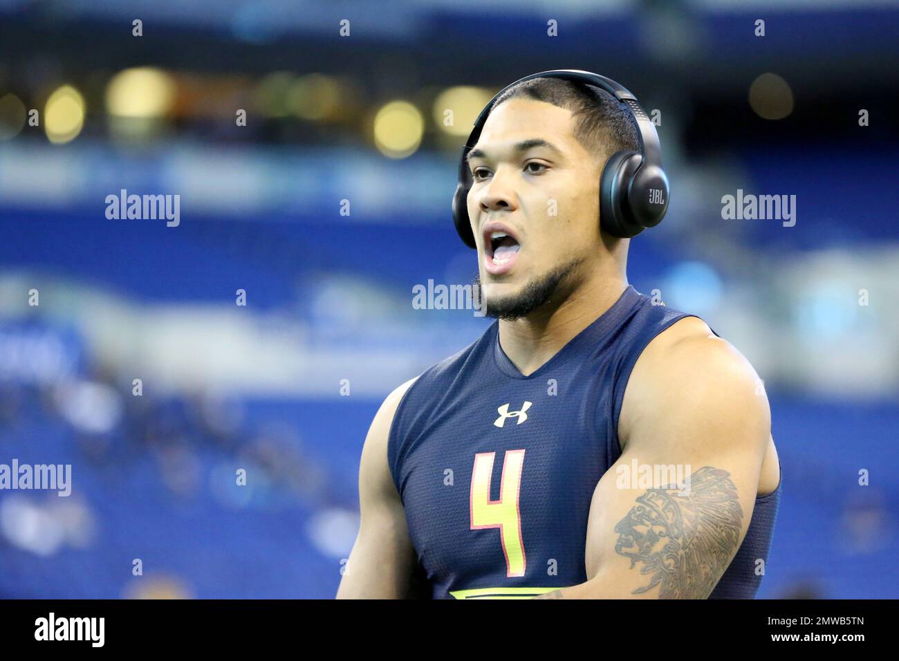 Pittsburgh running back James Conner is seen before a drill at the 2017 ...