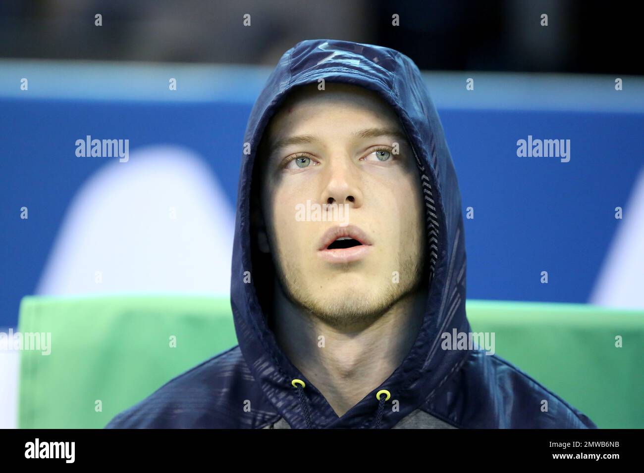 Stanford running back Christian Mccaffrey is seen before a drill at the ...