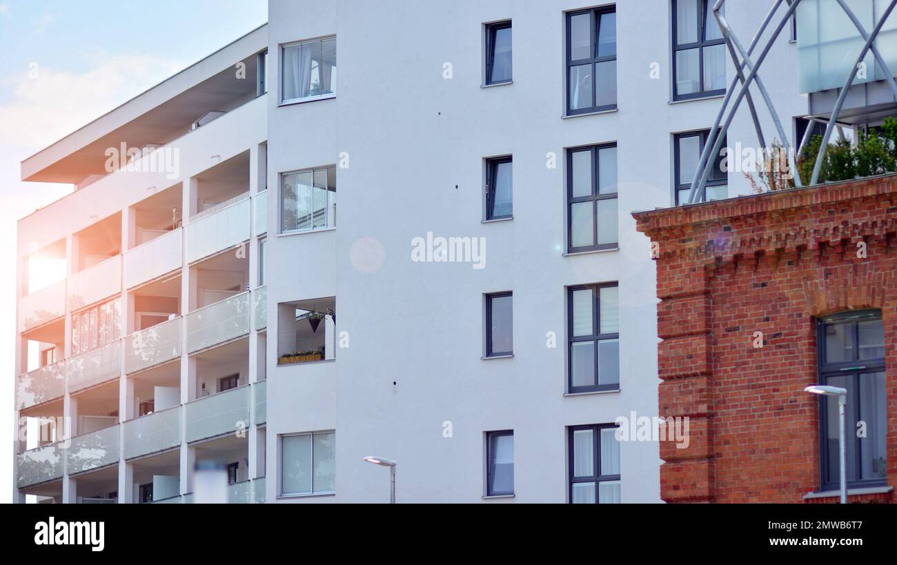 Modern and new apartment building. Multistoried modern, new and stylish ...