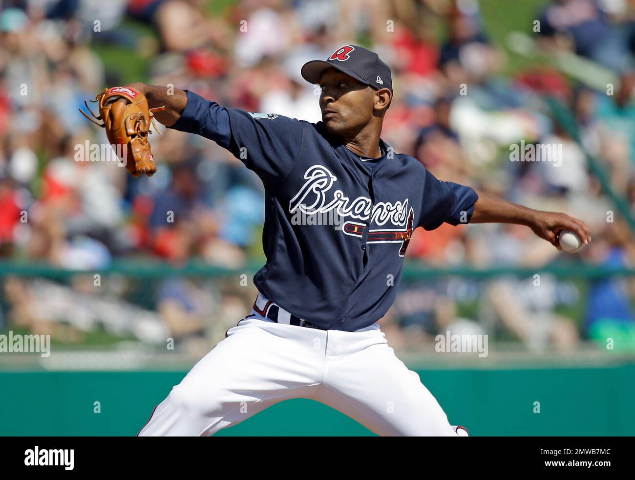 Atlanta Braves relief pitcher Sam Freeman pitches in the fourth inning ...
