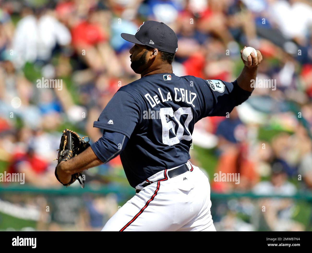 Atlanta Braves relief pitcher Joel De La Cruz (60) throws against the ...