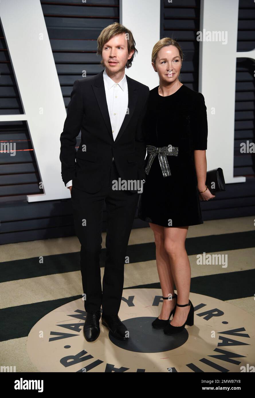 Beck, left, and wife Marissa Ribisi arrive at the Vanity Fair Oscar ...
