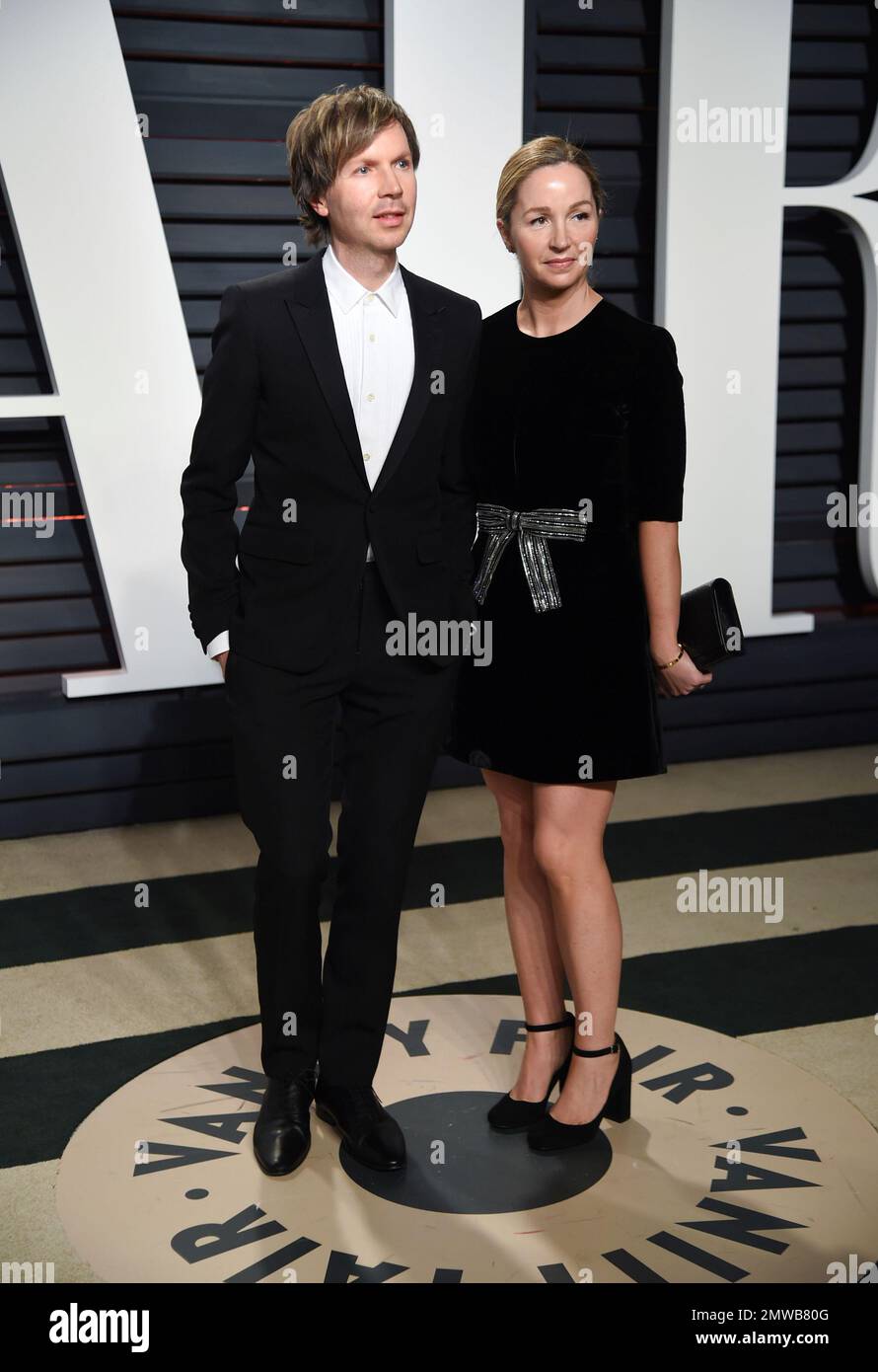 Beck, left, and wife Marissa Ribisi arrive at the Vanity Fair Oscar ...