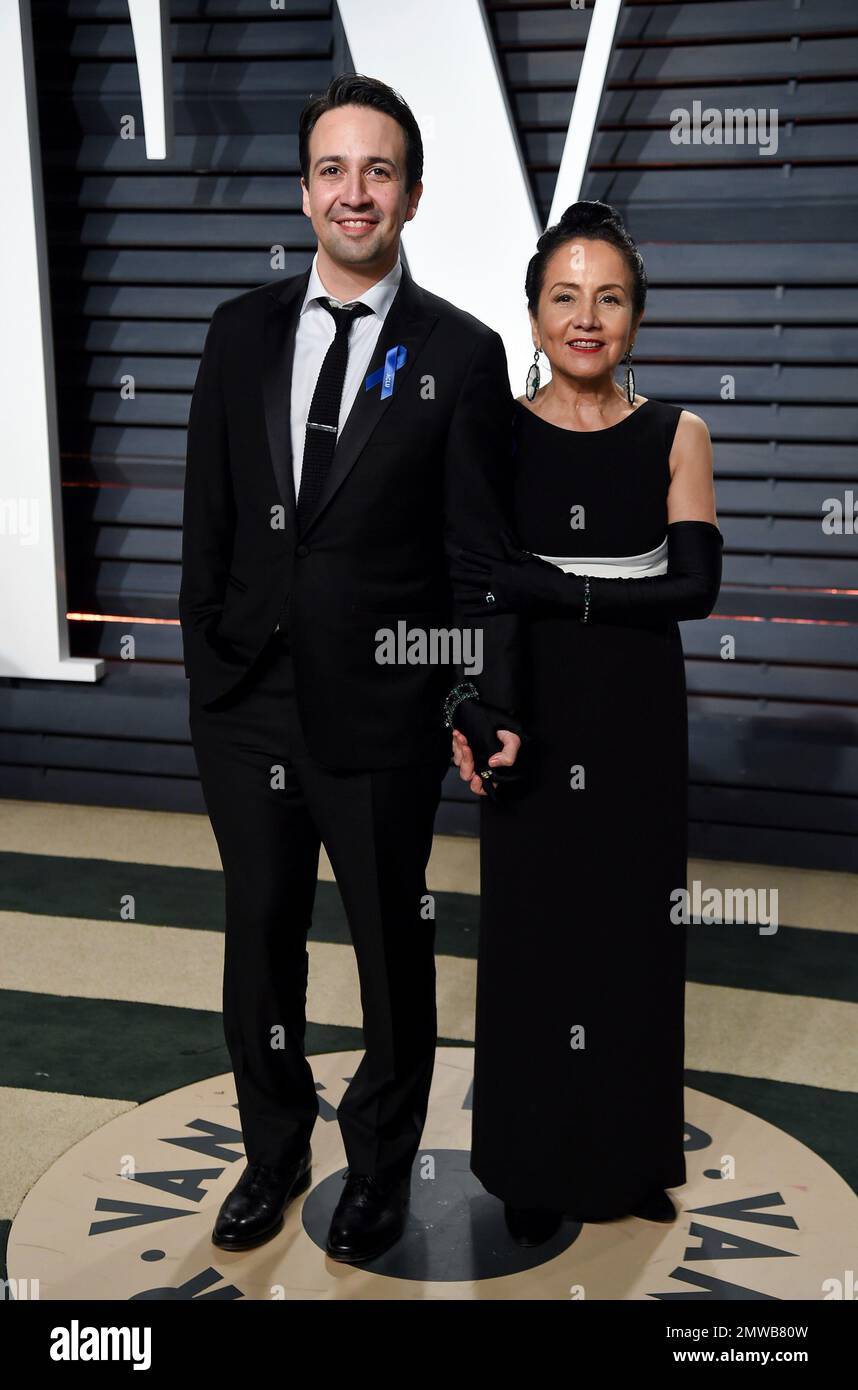 Lin-Manuel Miranda and mother Luz Towns Miranda arrive at the Vanity ...