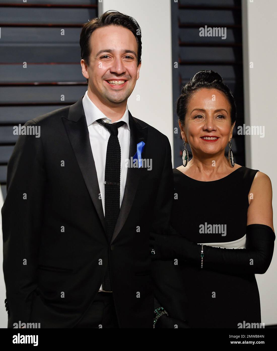 Lin-Manuel Miranda and mother Luz Towns Miranda arrive at the Vanity ...