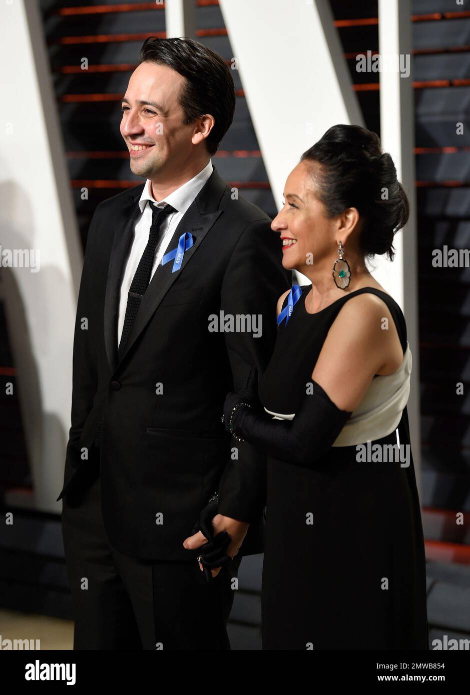 Lin-Manuel Miranda and mother Luz Towns Miranda arrive at the Vanity ...