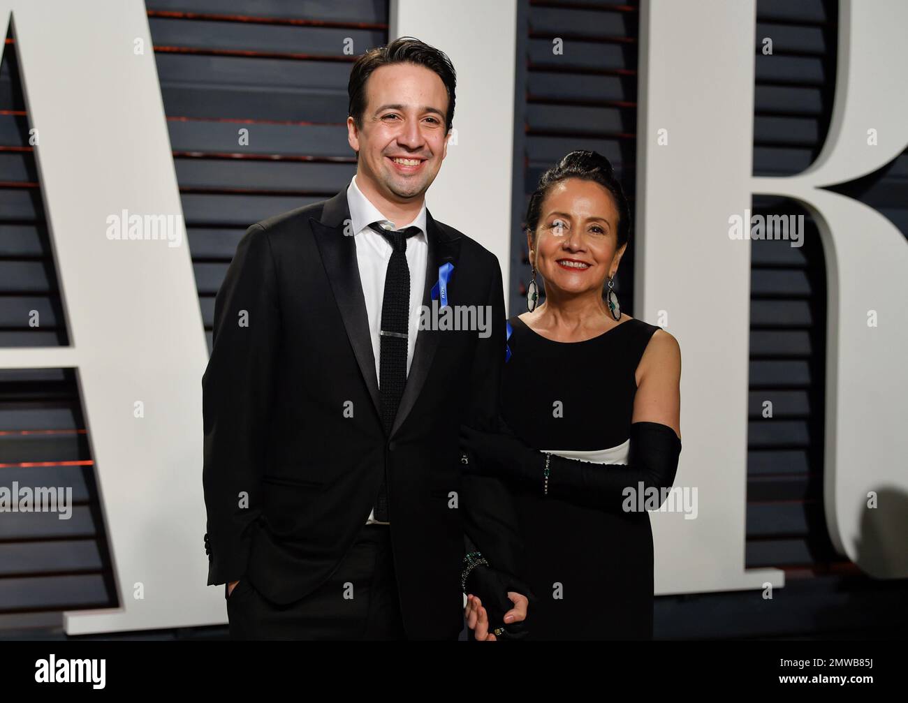 Lin-Manuel Miranda and mother Luz Towns Miranda arrive at the Vanity ...