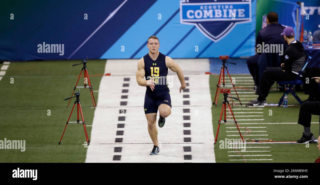 Stanford running back Christian Mccaffrey runs the 40-yard dash at the ...