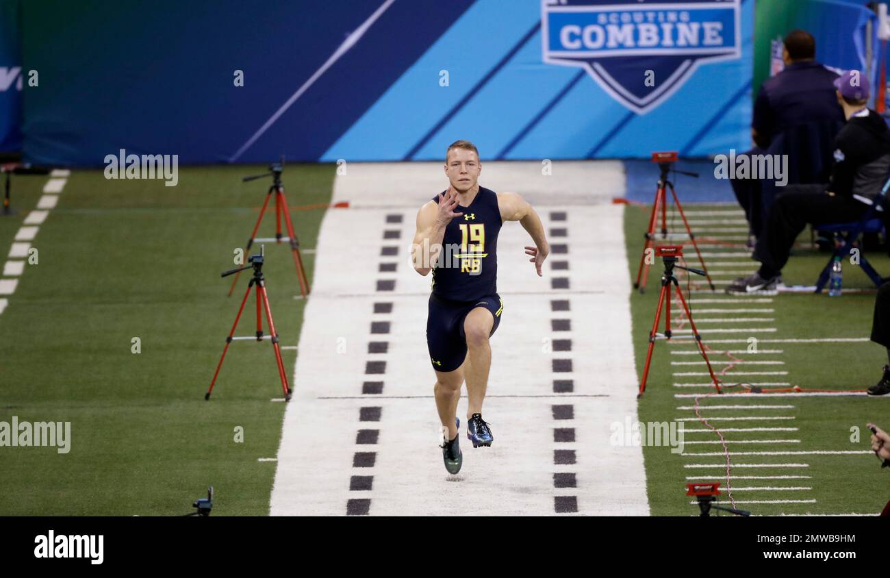 Stanford running back Christian Mccaffrey runs the 40-yard dash at the ...