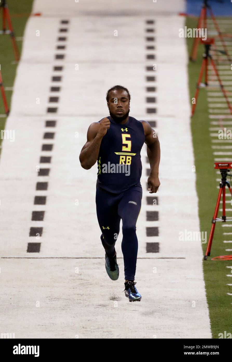Florida State running back Dalvin Cook runs the 40-yard dash at the NFL ...