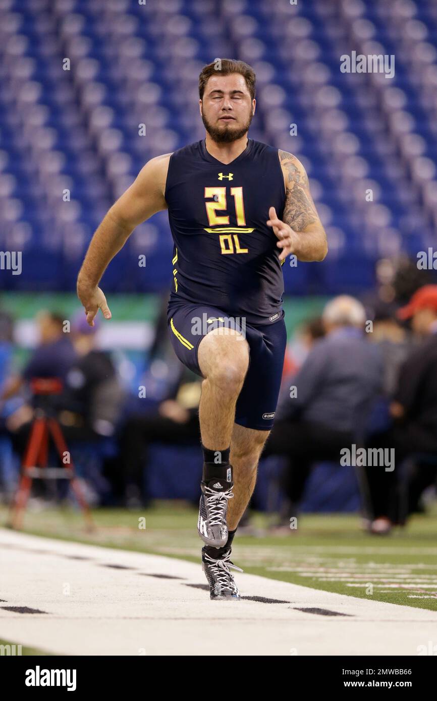 Oregon State offensive lineman Sean Harlow runs the 40-yard dash at the ...