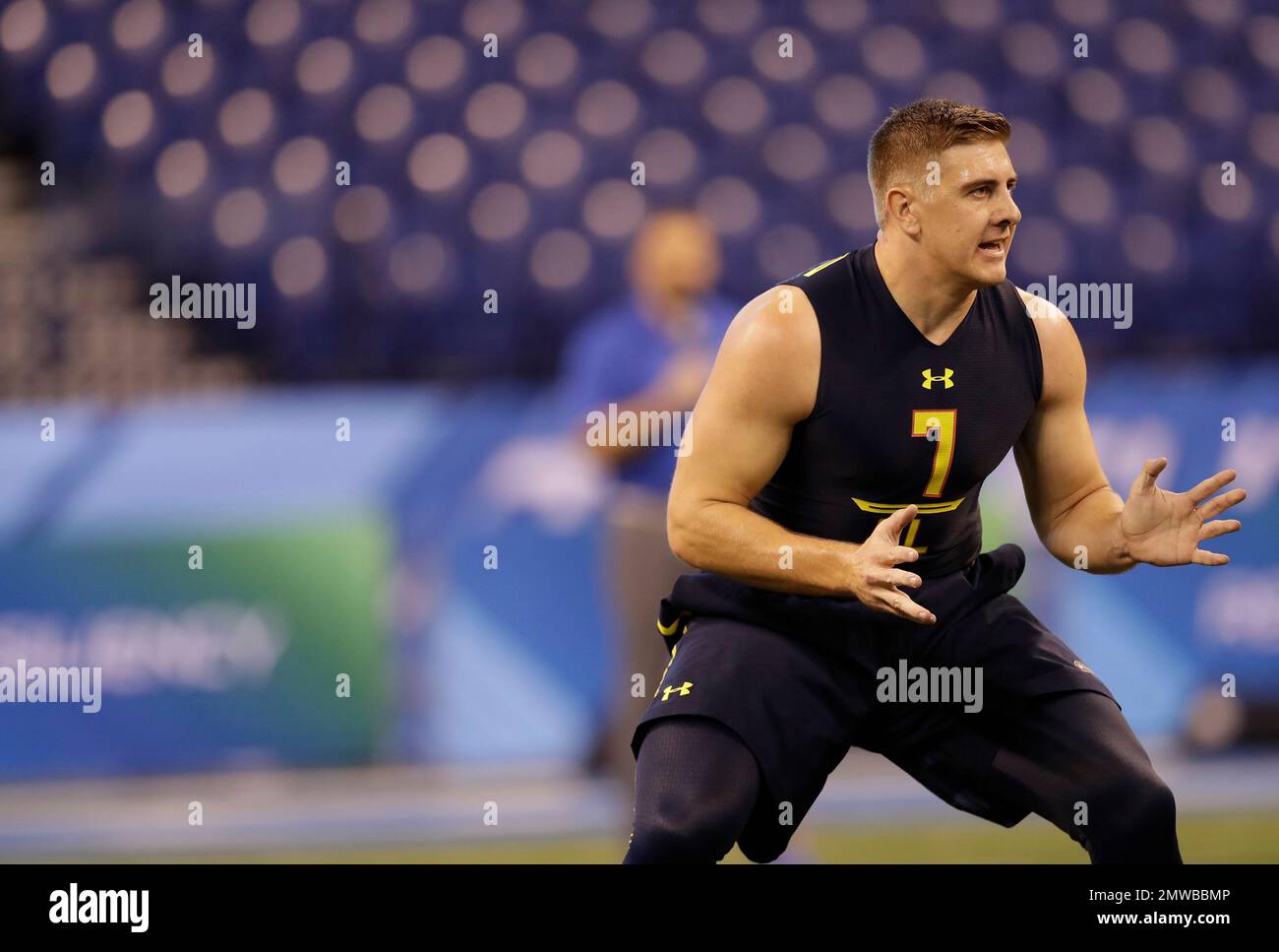 San Diego State offensive lineman Daniel Brunskill runs a drill at the ...