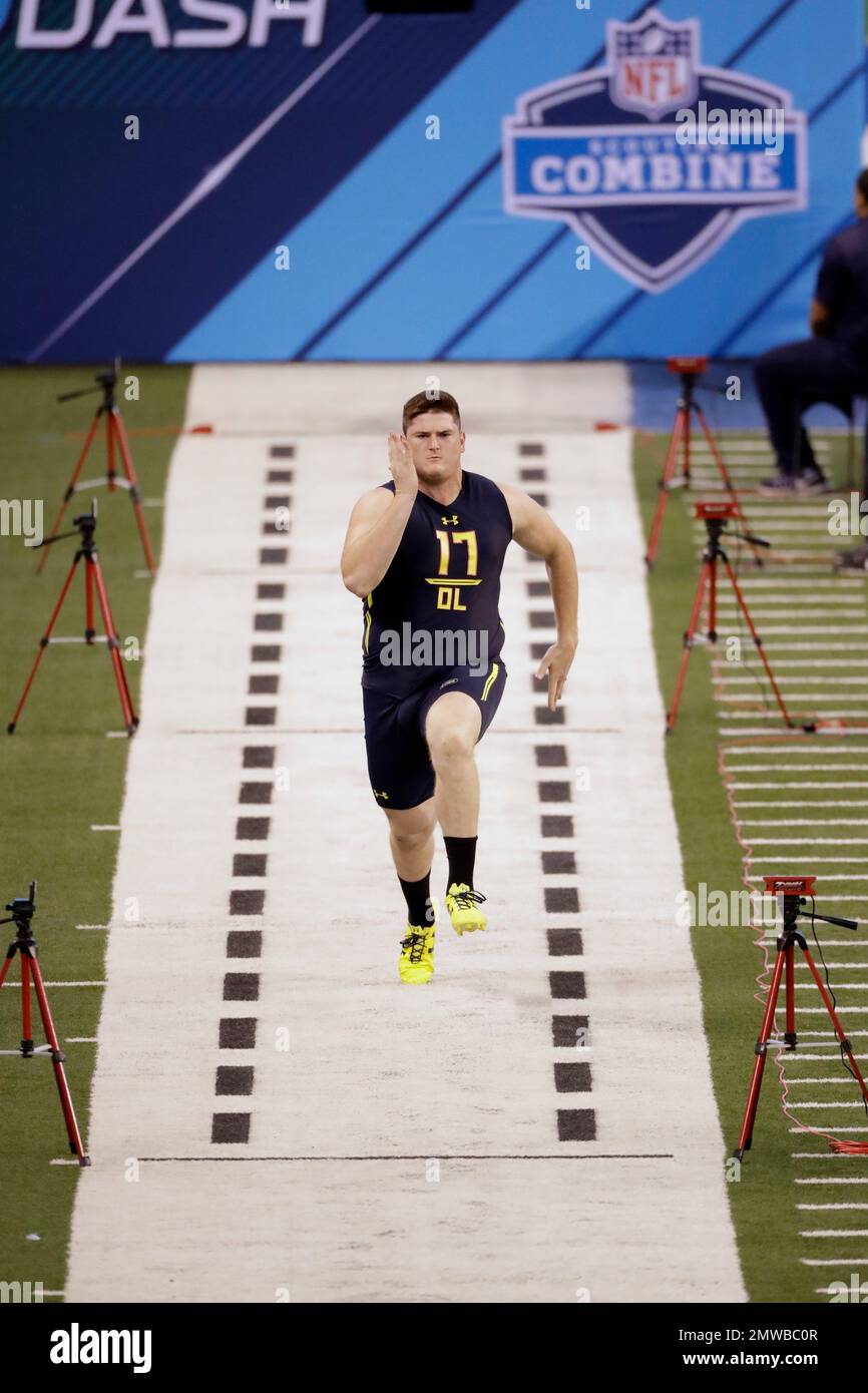 Indiana offensive lineman Dan Feeney runs the 40-yard dash at the NFL ...
