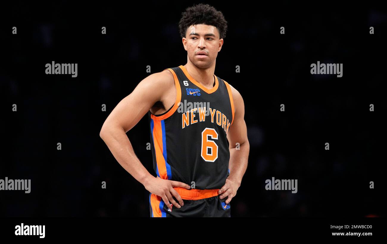 New York Knicks guard Quentin Grimes during the first half of an NBA ...