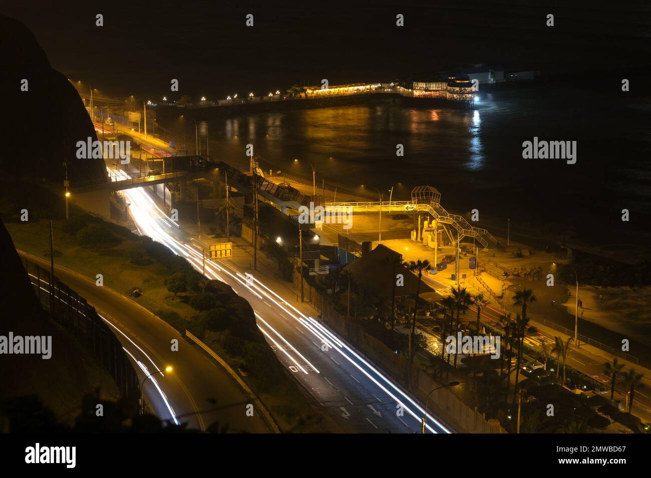 Long exposure city photography view of Miraflores district highway and ...