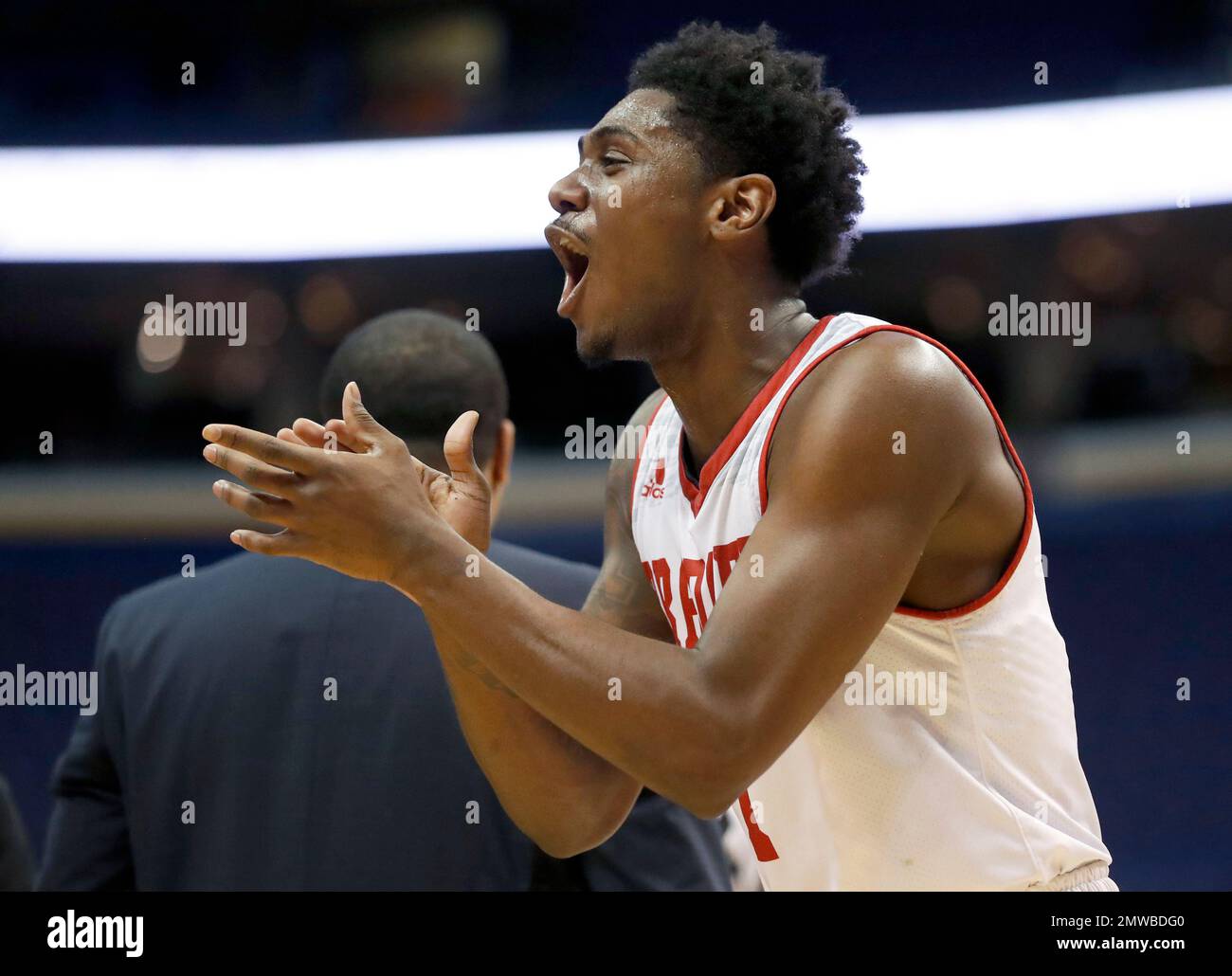Bradley's Donte Thomas celebrates near the end of the team's NCAA ...