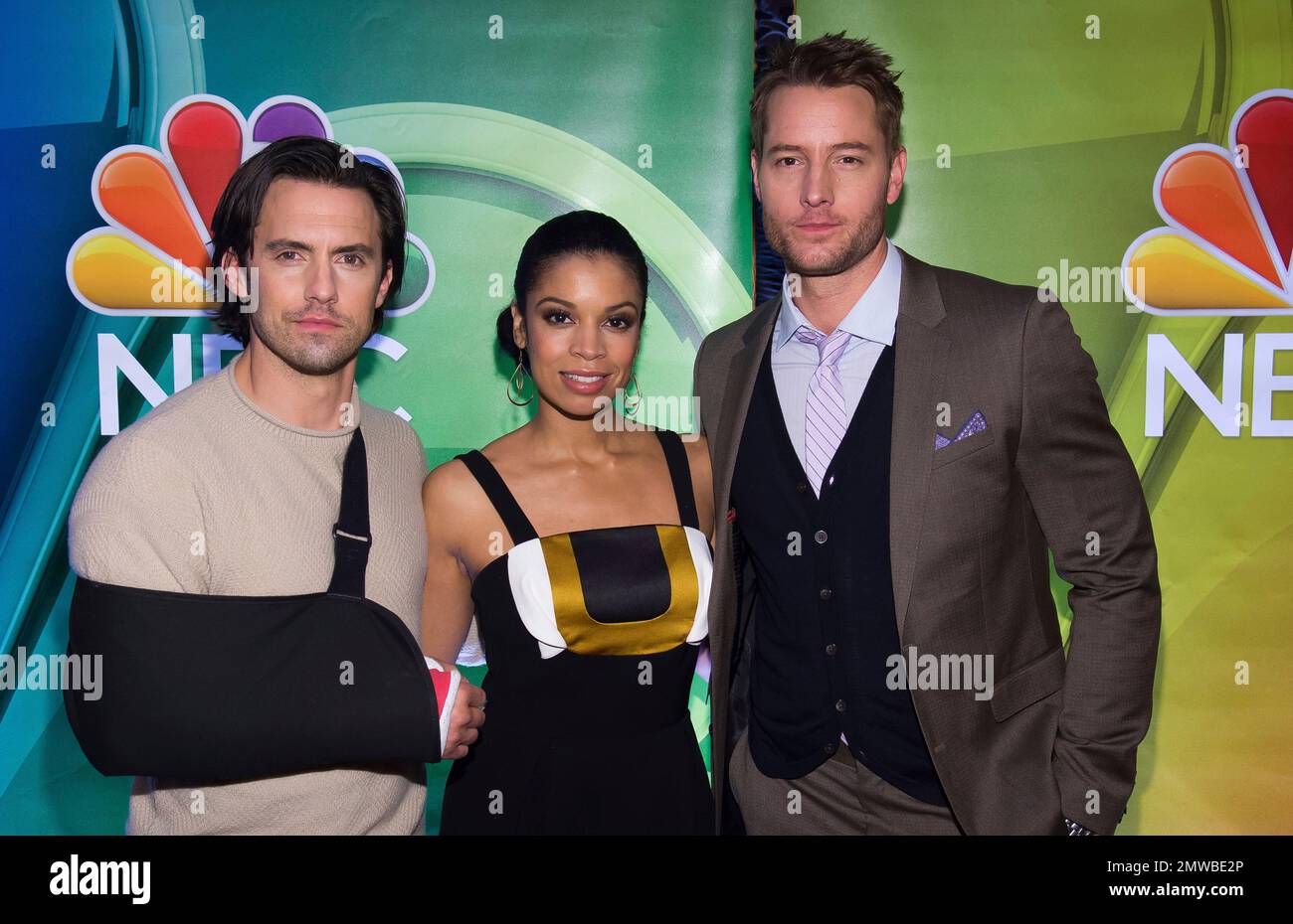 Milo Ventimiglia, left, Susan Kelechi Watson and Justin Hartley attend ...