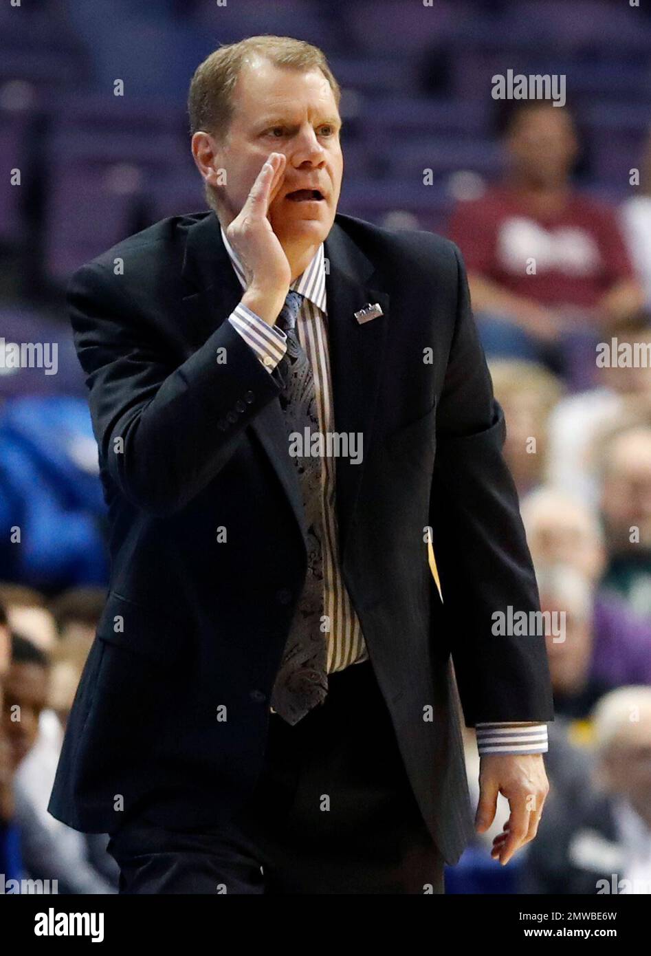 Drake head coach Jeff Rutter is seen on the sidelines during the first ...