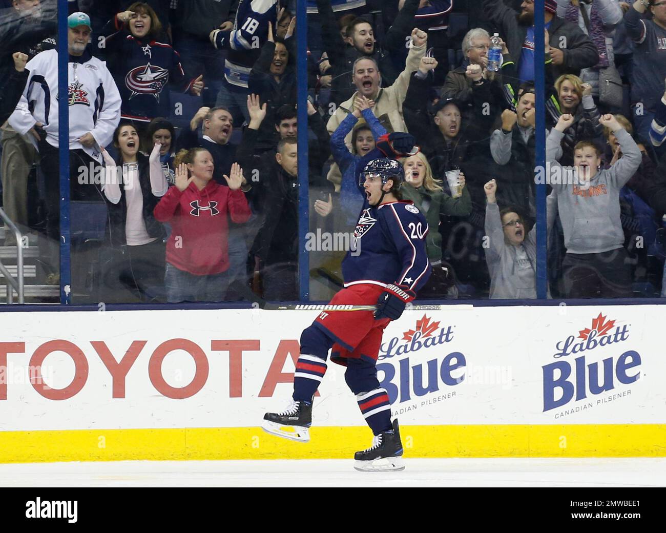 Columbus Blue Jackets' Brandon Saad celebrates his goal against the ...