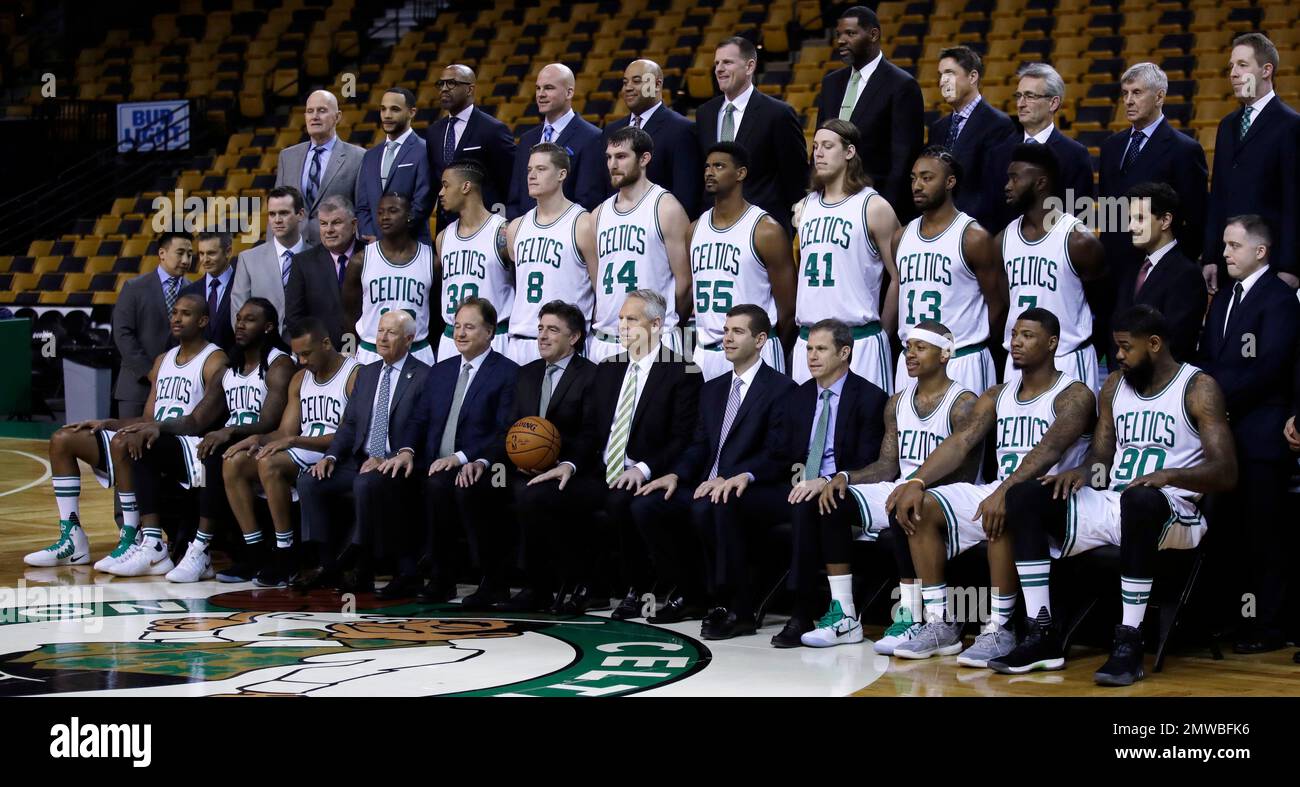 Boston Celtics pose for their team picture before an NBA basketball ...